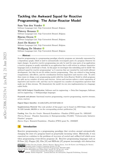 Pdf Tackling The Awkward Squad For Reactive Programming The Actor Reactor Model