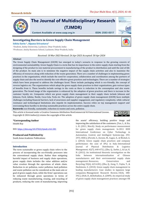 Pdf Investigating Barriers In Green Supply Chain Management