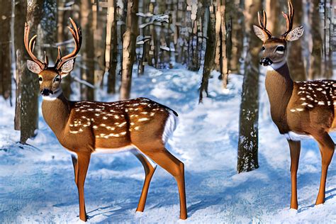 Ai Art Deer In The Snowy Forest By Habaricszs On Deviantart