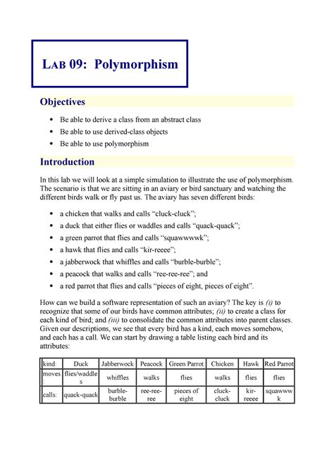 Comp131 Lab 9 Polymorphism Lab 09 Polymorphism Objectives Be Able