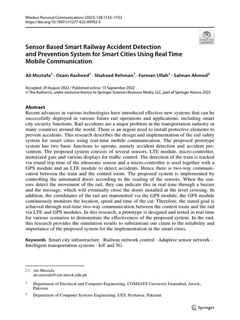 Sensor Based Smart Railway Accident Detection And Prevention System For
