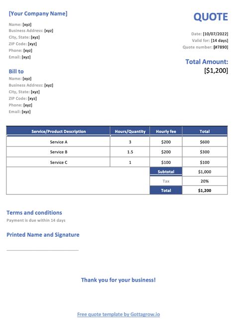 Construction Quote Template Free In Word Excel
