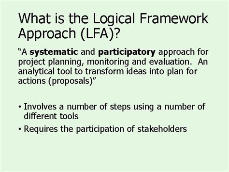 Logical Framework Approach An Evaluation Toolbox Presentation