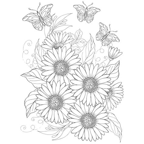Dibujos De Flores Para Colorear Vector Premium