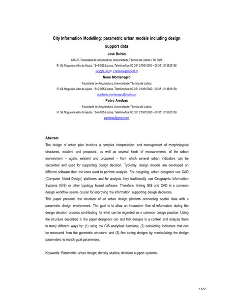 Pdf City Information Modelling Parametric Urban Models Including