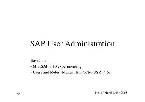 Sap User Administration