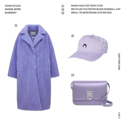 캐치패션 On Instagram 보랏빛 2022년 올해의 컬러 베리 페리 아이템 01 스탠드 스튜디오 마리아 인조 퍼 테디 코트 02 마린 세르 문 로고