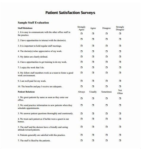 Patient Survey Form Awesome Sample Patient Satisfaction Survey 10