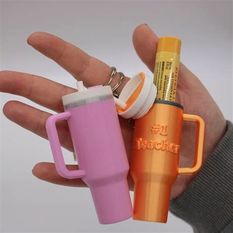 Lip Balm Keychain Holder Stanley Tumbler Accessory With Removable Lid Perfect Birthday Or