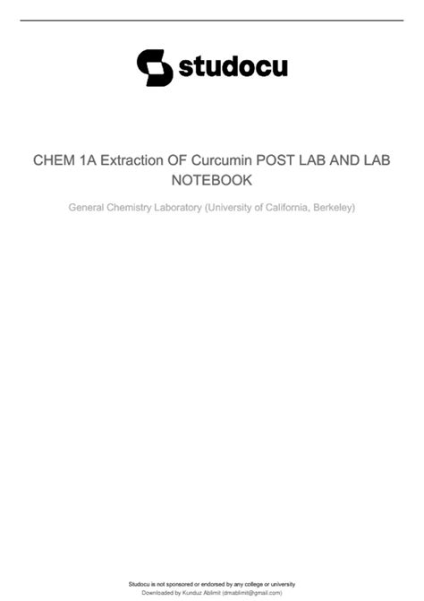 Chem1al Extraction Of Curcumin Lab Chem1al Stuvia Us