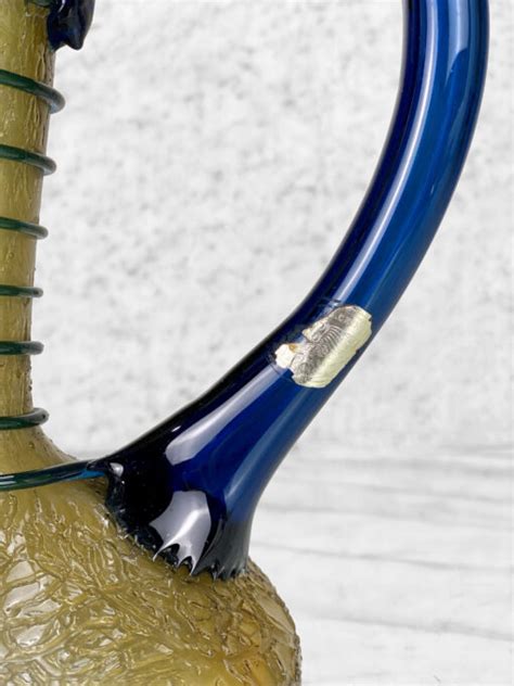 Mid Century Atomic Spiraled Hand Blown Art Glass Ewer Pitcher Scranton Antiques
