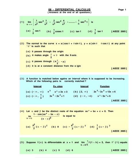 Solution Differential Calculus Mcqs Notes Studypool