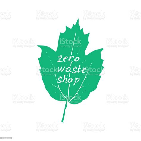 제로 폐기물 가게 로고 텍스트 서예 레터링 손으로 낙서 흰색 배경에 고립 된 녹색 잎 오염 문제 개념 에코 생태 배너 포스터 벡터 0에 대한 스톡 벡터 아트 및 기타 이미지