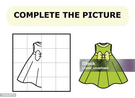 그림을 완료합니다 색칠 공부 아이들을위한 교육 게임 녹색 드레스의 만화 벡터 그림 0명에 대한 스톡 벡터 아트 및 기타 이미지 0명 검은색 교육 Istock