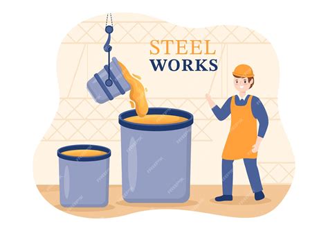 Premium Vector Steelworks Illustration With Resource Mining Smelting
