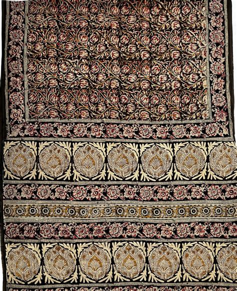 Hand Block Printed Kalamkari Saree Kch M047 Jsp Handlooms