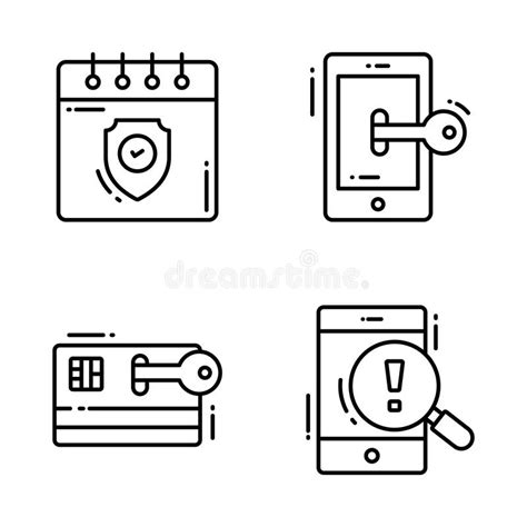 Computer Safety Protection And Security Vector Icons Set Cyber