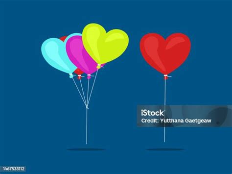 파란색 배경에 격리된 심장 풍선 사랑과 신뢰 개념 벡터 일러스트 레이 션 결혼식에 대한 스톡 벡터 아트 및 기타 이미지 결혼식 공기 주입 공중 부양 Istock