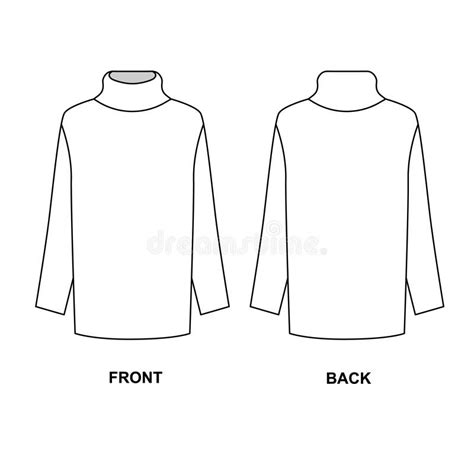 Sketch Of Long Sweater With High Neck Front And Back View Stock