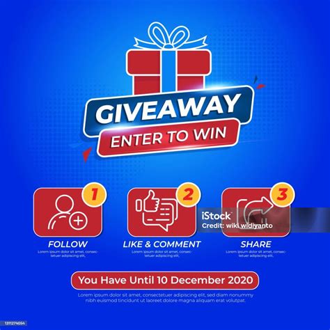 소셜 미디어 게시물에 대 한 경품 배너 템플릿 디자인 선물 제공 배너 경품 게시물 및 우승자 보상 콘테스트 상자에 상품 블루 컬러 증정품에 대한 스톡 벡터 아트 및 기타