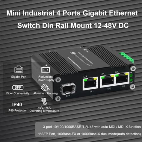 Mini Industrial Ethernet Switch 3 Port 10 100 1000t 1 Port 100 1000x Sfp Network Switch