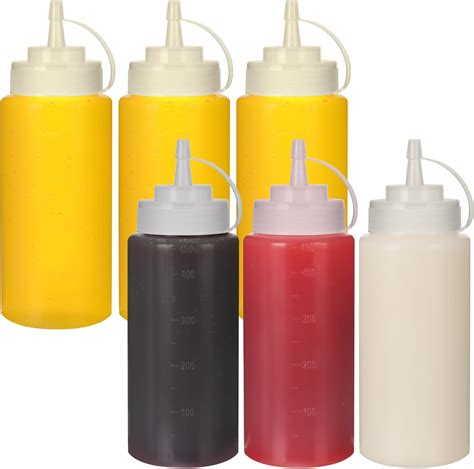 Starside 6 Pack 16 Oz Plastic Squeeze Bottles Reusable Condiment Bottle Homemade Bbq