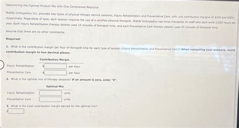 Determining The Optimal Product Mix With One