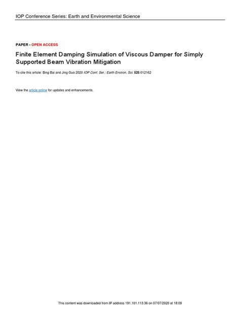 Finite Element Damping Simulation Of Viscous Dampe Pdf Damping Viscosity