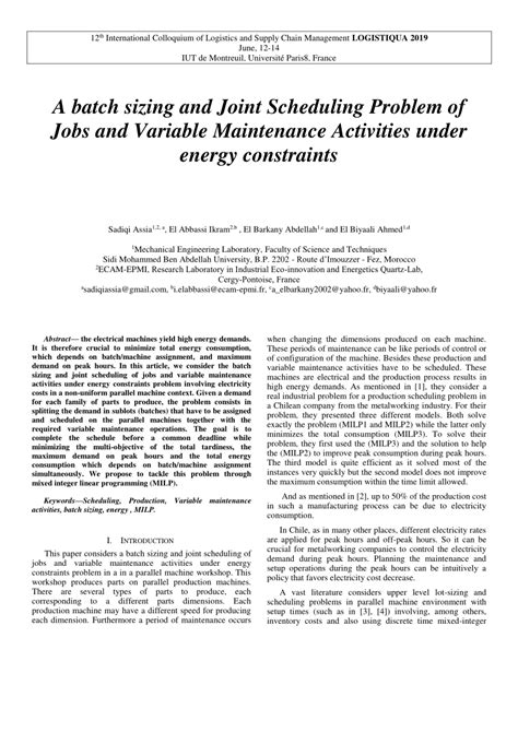 Pdf A Batch Sizing And Joint Scheduling Problem Of Jobs And Variable Maintenance Activities
