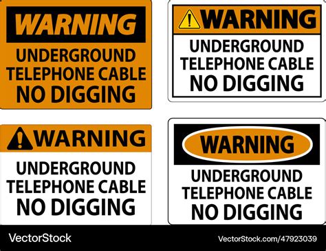 Warning Sign Underground Telephone Cable Vector Image