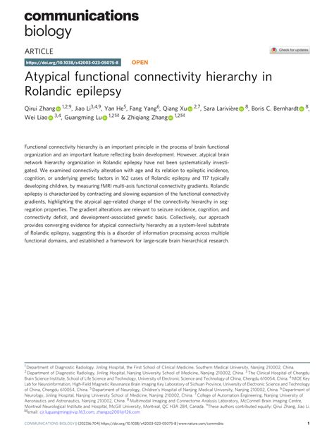 Pdf Atypical Functional Connectivity Hierarchy In Rolandic Epilepsy