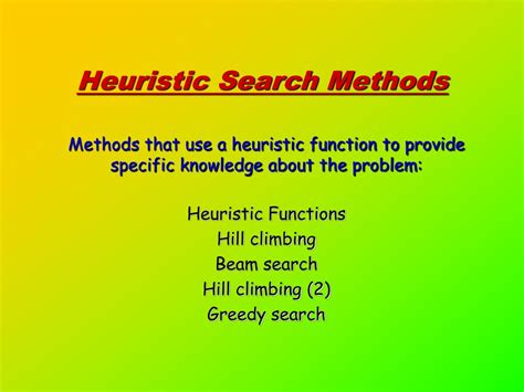 Ppt Heuristic Search Methods Powerpoint Presentation Free Download