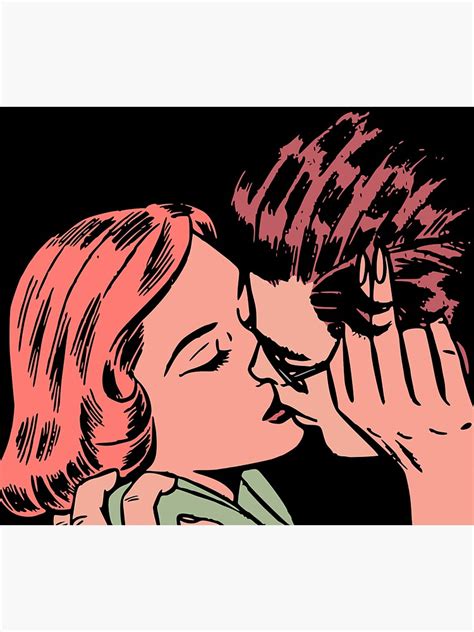 Retro Kissing Couple Sticker For Sale By Frushes Redbubble