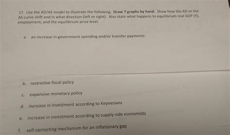 Solved 17 Use The AD AS Model To Illustrate The Following Chegg Com