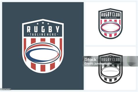 럭비 아이콘 스포츠 배지 벡터 일러스트 레이 션 럭비 클럽 아이콘 템플릿 엠블럼 스타일 럭비 상징 벡터 일러스트 레이 션 Championship에 대한 스톡 벡터 아트 및