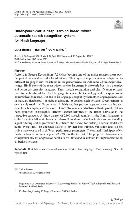 HindiSpeech Net A Deep Learning Based Robust Automatic Speech