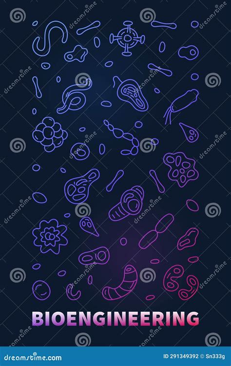 Bioengineering Vector Science Concept Thin Line Colorful Vertical Banner Bio Engineering