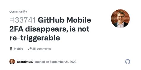 Github Mobile 2fa Disappears Is Not Re Triggerable · Community
