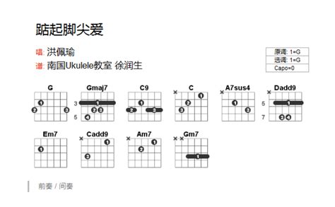 洪佩瑜《踮起脚尖的爱》吉他谱g调吉他弹唱谱和弦谱 打谱啦