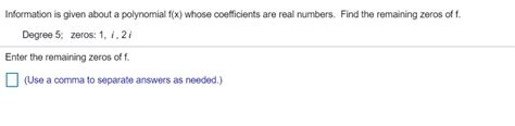 Solved Information Is Given About A Polynomial Fx Whose