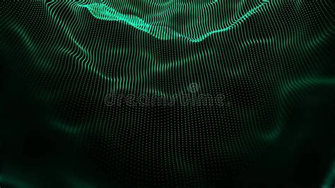 Abstract Turquoise Particle Waving Texture With Glowing Particles