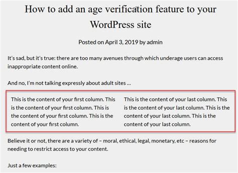 How To Create Multi Column Content Using The Classic Editor No Html Required