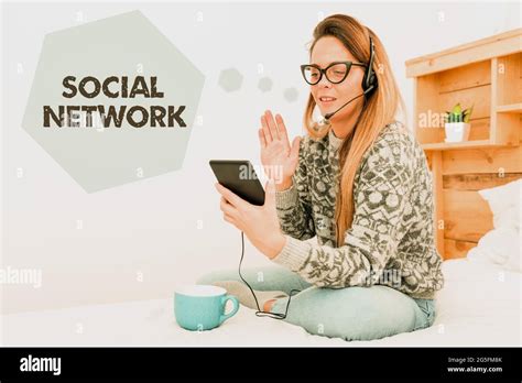 Inspiration Showing Sign Social Network Word Written On A Framework Of Individual Linked By