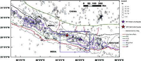Major Faults And Distribution Of Earthquakes In Nepal And The