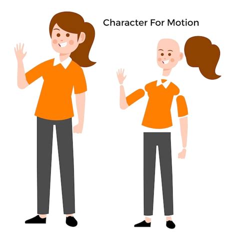 모션 디자인을 위한 여성 만화 캐릭터 프리미엄 벡터