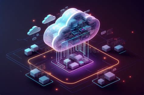 A Cloud With Computers Connected To Data Hologramm Representing Technology And Network Server