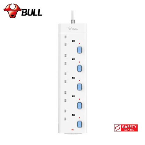 Sg Seller Bull Safety Socket 5 Way Extension Socket Outlet With