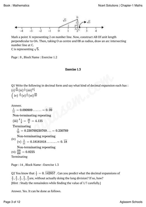 Ncert Solutions For Class 9 Maths Chapter 1 Number Systems Class 9 Maths Chapter 1 Ncert