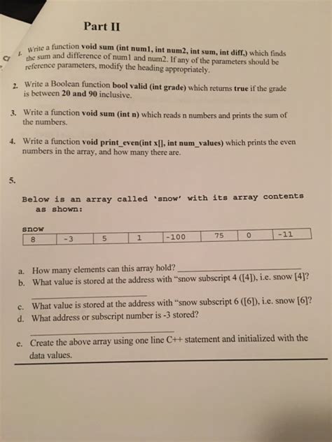 Solved Part Ii Vdite A Function Void Sum Int Numl Int