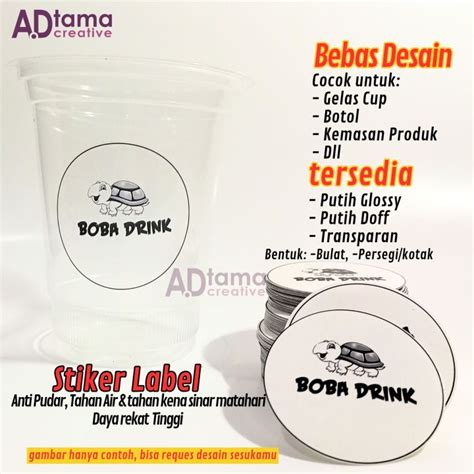 Paket 70pcs Stiker Label Botol Ukuran 4cm Stiker Gelas Cup Anti Air